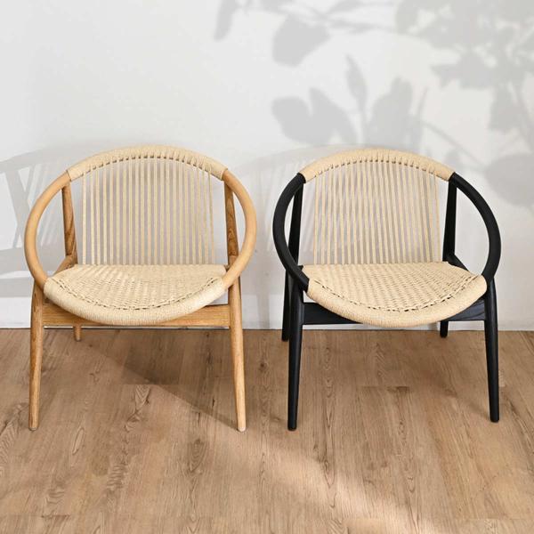 サイズ/約幅67×奥行59×高さ67cm座面高：約36cm重量/約5kg内容量/1台材質/ラタン（籐）、ペーパーコード、チーク種類/ブラック、ナチュラル生産国/インドネシア製組立状態/完成品●包み込まれるような座り心地のパーソナルチェアです...