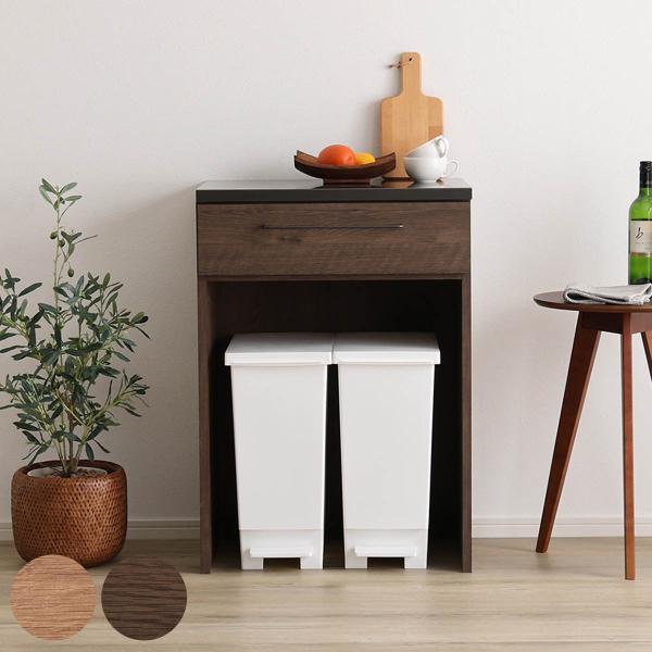 サイズ/約幅60×奥行44×高さ85cm重量/約19kg内容量/1台材質/天板：特殊鋼板本体：プリント紙化粧繊維板取っ手：スチール種類/ナチュラル、ウォールナット生産国/日本製引き出し段数/1段耐荷重/引出し：5kg組立状態/完成品（一部取...