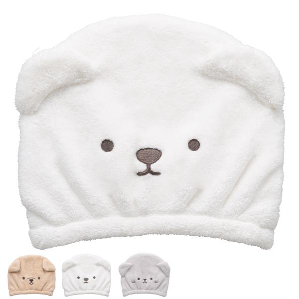 サイズ/約幅22×奥行18.5×高さ3cm頭囲：約44〜75cm重量/約47g内容量/1個材質/ポリエステル、ナイロン種類/イヌ、シロクマ、ネコ原産国/中国洗濯/手洗いのみ可能●吸水力抜群のマイクロファイバーを使用した、アニマルモチーフのヘ...