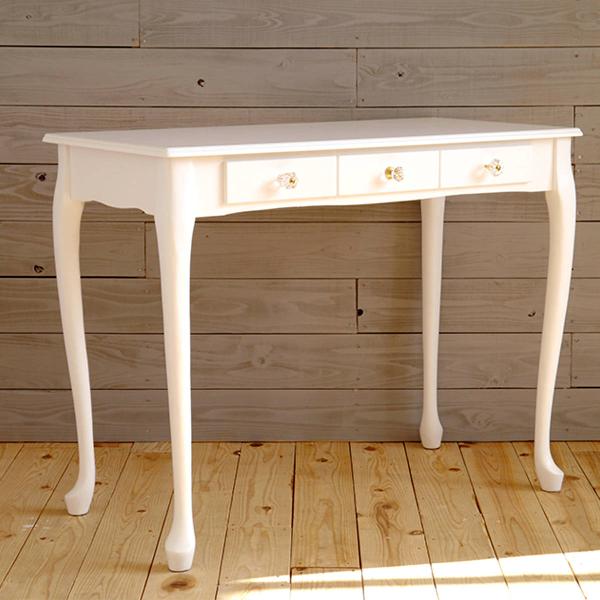 サイズ/約幅90×奥行45×高さ70cm内容量/1台材質/本体：MDF (ラッカー塗装)脚部:ラバーウッドつまみ：アクリル●猫脚デザインが魅力のアンティーク調デスクです。●上品なホワイトカラーでお部屋を華やかに演出します。●引き出し付きで、...