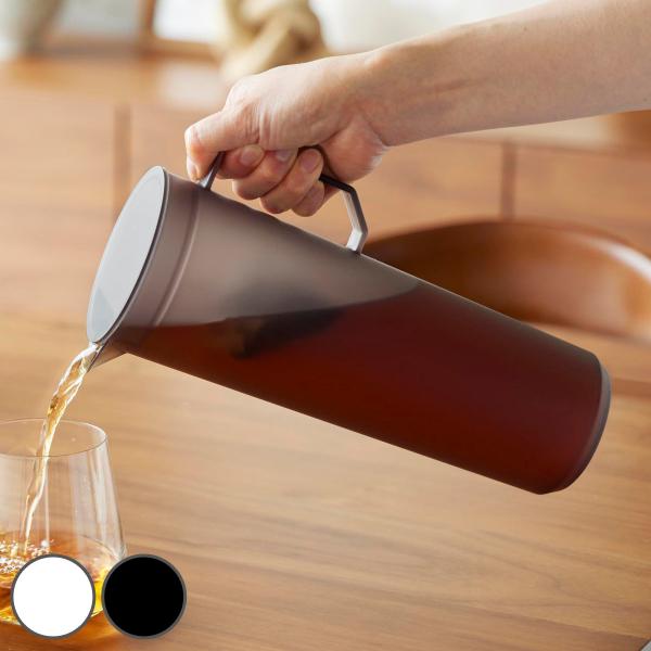 サイズ/約幅9.6×奥行13.8×高さ26.3cm重量/約275g容量/約1.2L内容量/1個材質/コポリエステル樹脂種類/ホワイト、ブラック生産国/中国製パーツ別耐冷温度/容器・蓋：ー40度食器洗い乾燥機/使用可能電子レンジ/使用不可●熱...