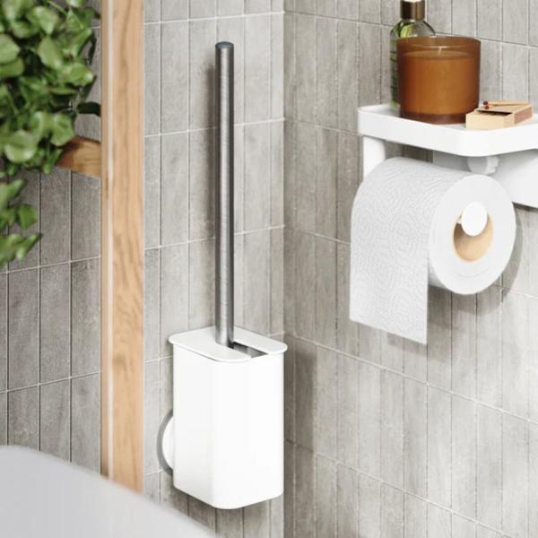 サイズ/約幅12×奥行8×高さ44cm内容量/1個材質/本体：リサイクルABS樹脂、アルミニウム、TRP、PET、ポリカーボネイト生産国/中国製●防水テープでトイレの床や壁に設置できるケース付のトイレブラシです。●ふたが開いたままになるため...