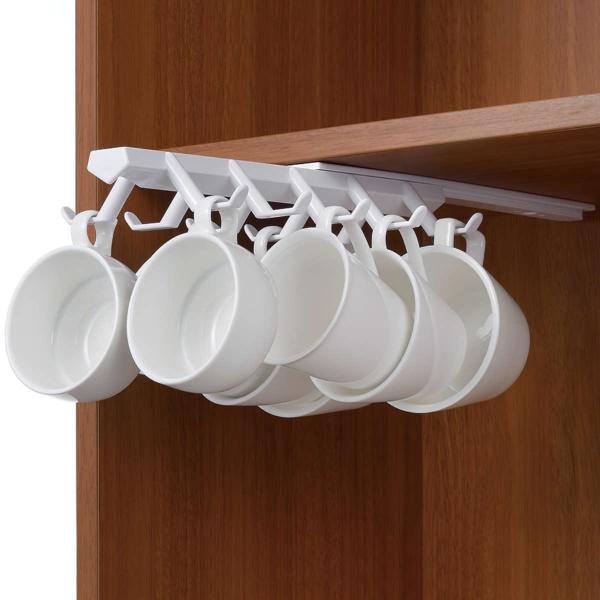 サイズ/約幅28×奥行13.6×高さ3.8cm重量/約130g内容量/1個付属品：木ネジ2本付材質/ABS樹脂生産国/日本製耐熱温度/80度耐冷温度/-30度耐荷重/約3kg●スライド式で取り出しやすいスライディングカップラックです。●カッ...