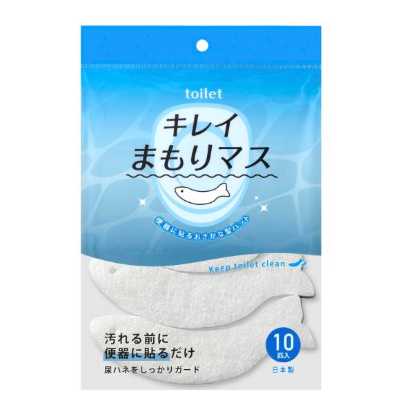 サイズ/約横17×縦6cm厚さ：約0.8cm重量/約3.6g内容量/10個入り材質/ポリエステル100％粘着剤：アクリル系生産国/日本製●便器にペタッと貼るだけの、おさかな型の尿はね防止パッドです。●大サイズ10個入りです。●おしっこをした...