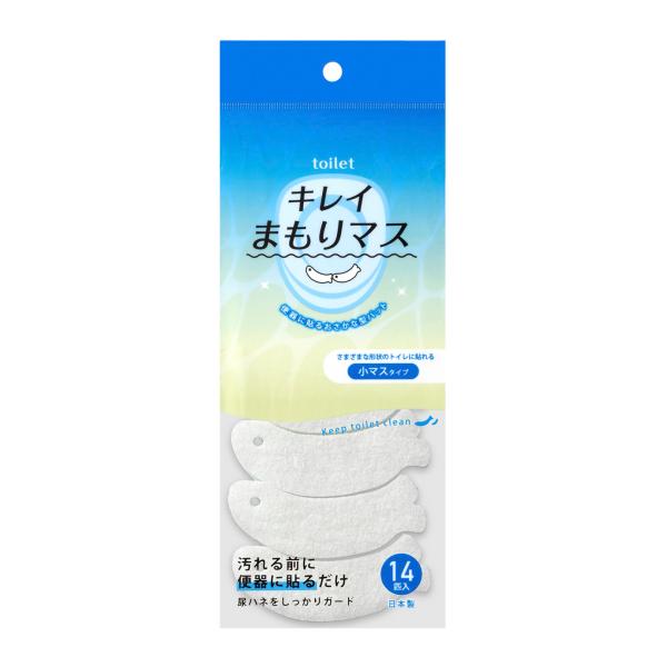 サイズ/約横9×縦4cm厚さ：約0.8cm重量/約1.3g内容量/14個入り材質/ポリエステル100％粘着剤：アクリル系生産国/日本製●便器にペタッと貼るだけの、おさかな型の尿はね防止パッドです。●小サイズ14個入りです。●おしっこをした時...