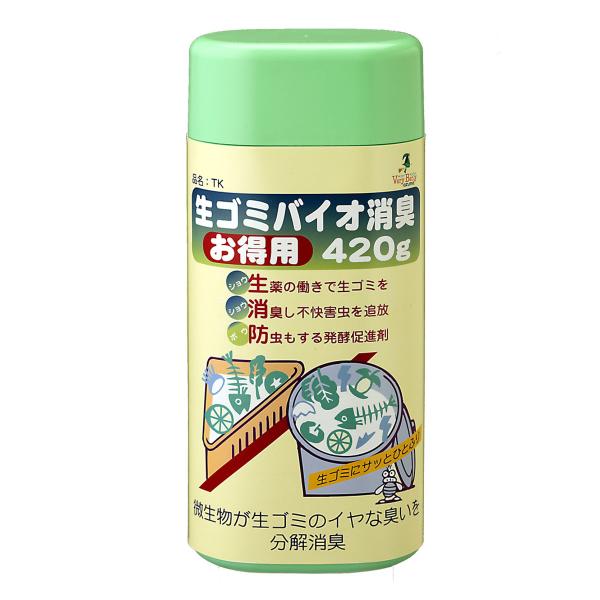 サイズ/約幅8×奥行5×高さ18cm容量/420g内容量/1個成分/生薬、発酵菌等、培養基材生産国/日本製●三角コーナーやゴミ箱に振りかけて使う生ゴミ消臭剤です。●生ゴミの発酵を促進し、ニオイのもとを分解・除去します。●成分である炭酸塩が、...