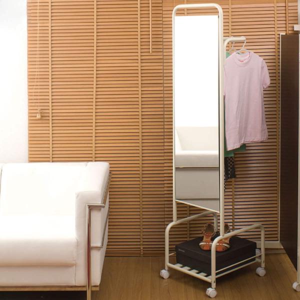 サイズ/約幅41×奥行45×高さ163cmハンガー下： 約高さ132.5cmミラー部：約幅34.5×高さ108cm収納棚：約幅35×奥行40.5cm内容量/1個材質/本体：スチール（エポキシ粉体塗装）生産国/日本製キャスター/付き組立状態/...