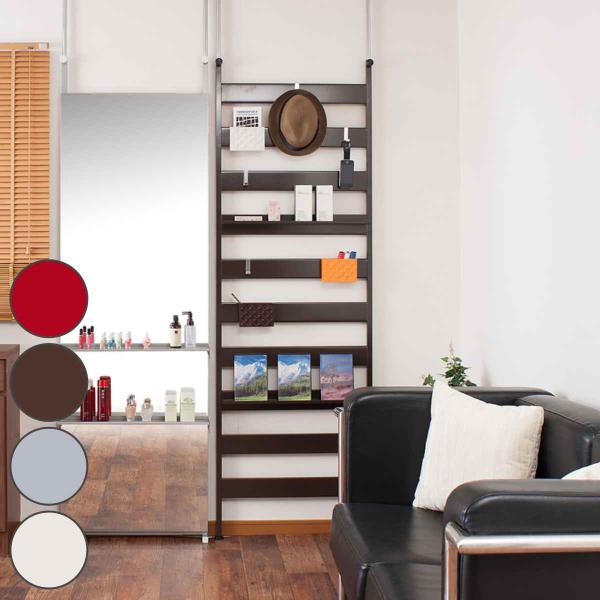 サイズ/本体：約幅66×奥行4×高さ202〜260cm棚板：約幅59.5×奥行7×高さ4(cm)重量/約8kg内容量/1台付属品：フック4個、棚板2枚材質/本体：スチール（エポキシ樹脂粉体塗装）フック：スチール（クロームメッキ仕上げ）種類/...