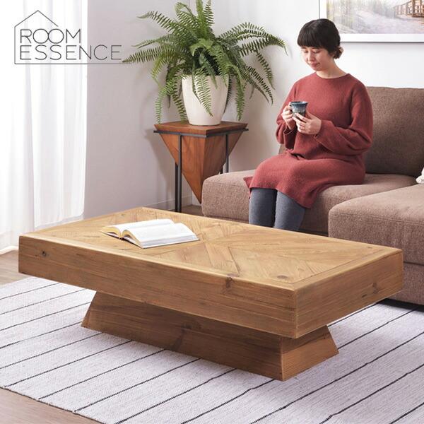 リビングテーブル 幅125 センターテーブル ディプレイ 古材 パイン古材 天然木 コーナー配置 中央配置 長方形 ナチュラル シンプル WE-885