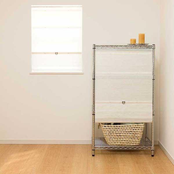 送料無料 小窓やあらゆる収納場所に気軽に取り付け！コードレス ローマンシェード 見た目もすっきり カーテンレールに取付 ねじ不要な突っ張り取付 フックで取付