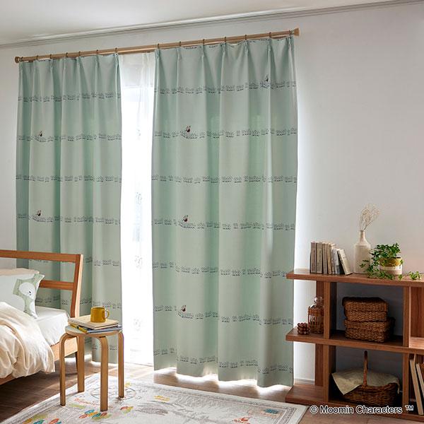 【送料無料】既製カーテン MOOMIN EDTION.4NYORONYORO BORDER(ニョロニョロボーダー)組成：ポリエステル100％　ウォッシャブル　遮光3級　形状記憶加工［日本製］