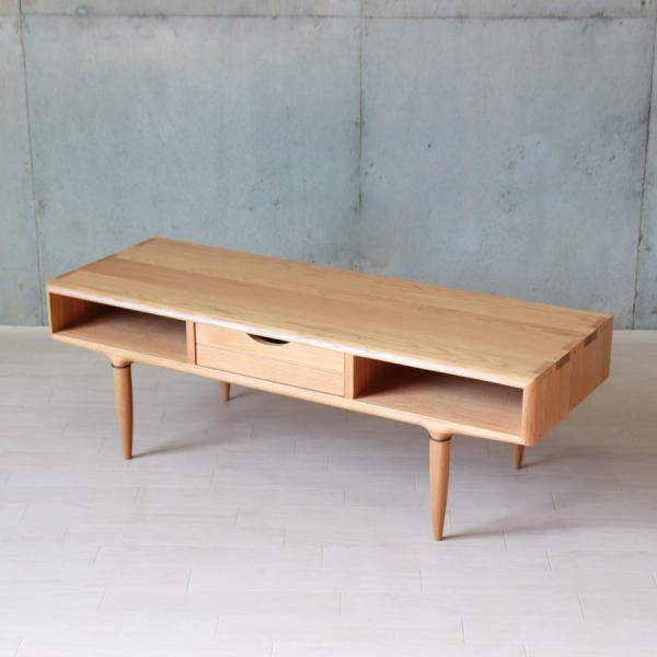 ■匠デザイン NE-006 ノルディ -nordie-  リビングテーブル　オーク※ 商品画像はウォールナット材（濃い色）も使用しています。本体、前板にナラ無垢材（ホワイトオーク無垢材）を使用した、丸脚が特徴的なおしゃれで本格的なリビングテ...