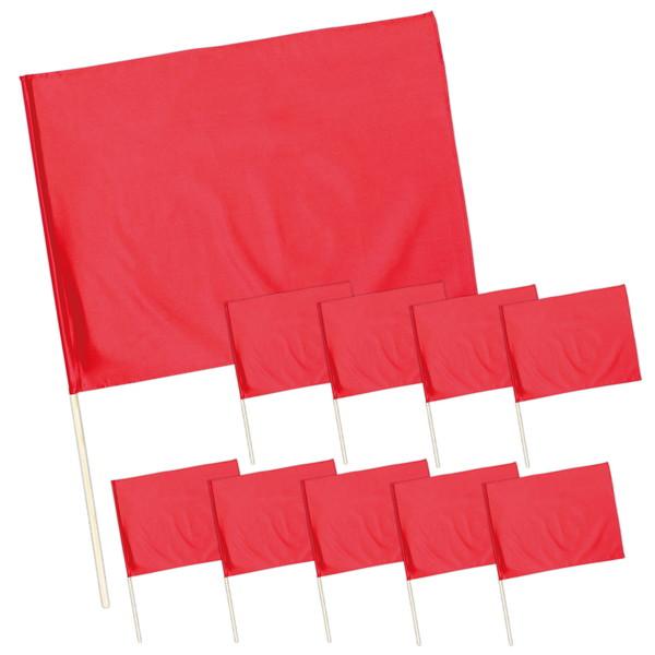 軽量で丈夫！サイズ・色数も豊富なカラーフラッグシリーズ ！10本入りお得セット※実際の商品は、写真の色と若干異なる場合がございます。予めご了承ください。商品サイズ（単位mm)：旗：約410×300mm、棒：Φ8×450mmセット内容：小旗 ...