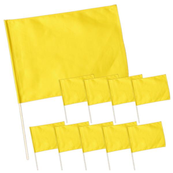 軽量で丈夫！サイズ・色数も豊富なカラーフラッグシリーズ ！10本入りお得セット※実際の商品は、写真の色と若干異なる場合がございます。予めご了承ください。商品サイズ（単位mm)：旗：約410×300mm、棒：Φ8×450mmセット内容：小旗 ...