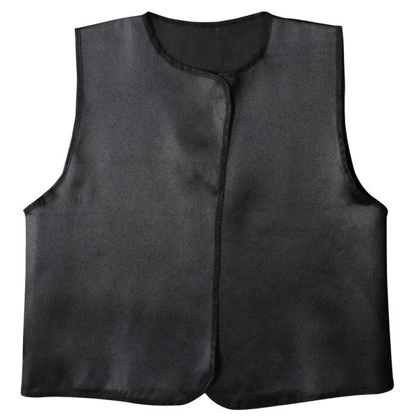 肌触りがよく、光沢のあるサテン製のベスト！大人気の衣装ベースシリーズのベストです。動きやすいノースリーブタイプで、シャツの上からさっと着られる便利なデザインです。サテン生地で、肌触りが良く、光沢のある素材です。小学校中学年〜高学年向けのサイ...