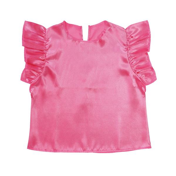 光沢サテン×フリル袖でキュートに決まる！フリル袖のサテンシャツ！大人気の衣装ベースシリーズのフリル袖サテンシャツです。光沢感のあるソフトサテン素材で、華やかさと上品さを兼ね備えたデザイン。背中のスリットとボタンで着脱が簡単にでき、袖のフリル...