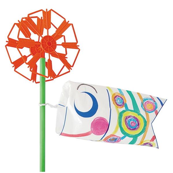 商品説明：油性マジックで着色できます！使用できる主な画材:油性マーカー商品サイズ：完成サイズ：300×680×50mmセット内容：袋（135×615mm）×1、矢車（φ120mm）×2、矢車受け（55×45mm）×1、支柱（597mm）×1...