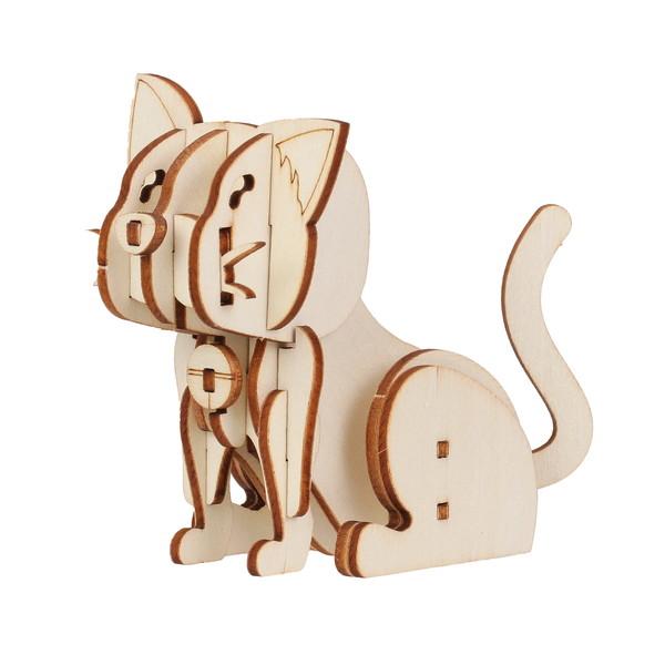 作って楽しい！飾ってかわいい！木製3Dパズル！レーザーカット済みのパーツを順番に差し込むだけで組み立てられる、簡単で楽しい木製3Dパズルです。立体なので、ネコのかわいいシルエットを再現できます。工具不要で手軽につくれるので、初心者でも扱いや...