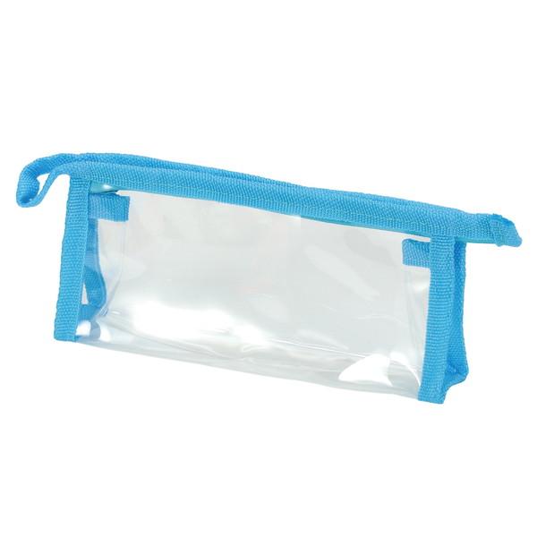 中身がひと目でわかる！使い勝手抜群のクリアポーチ！見た目がスッキリおしゃれなブルー縁取りのクリアポーチです。お気に入りの小物や文具をキレイに収納できます。透明素材だから中身の確認がしやすく、取り出しもスムーズ。軽量で持ち運びやすく、普段使い...