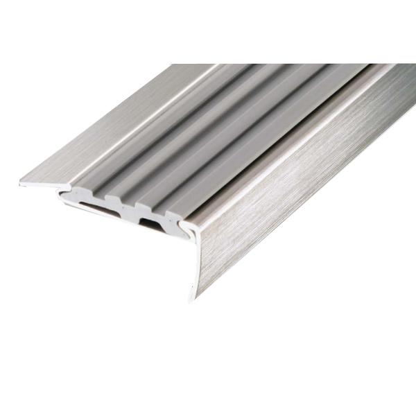 ヘアライン仕上げ穴あけ加工済み（75ピッチ）最長：2000mmガラス繊維入りタイヤ※床材（塩ビタイル・長尺シート）を貼る際は段鼻の角まで貼ってください。※アシステップは完全に危険を除去するものではありませんので、歩行の際は十分ご注意ください。