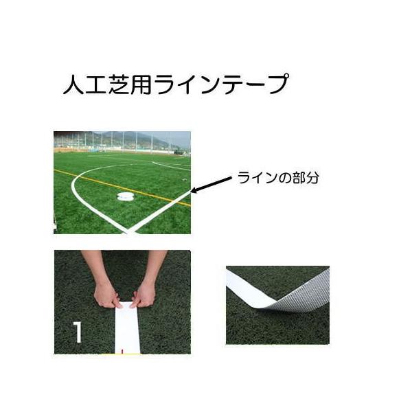 特長　人工芝グランドにテープを貼り付け、不必要な時には、そのテープを剥がす。 こうすることで、使いたい目的に合わせて人工芝グランドを利用することが可能になりました。ペンキではできない、フットサル場からテニスコートにといったこともできます。　...