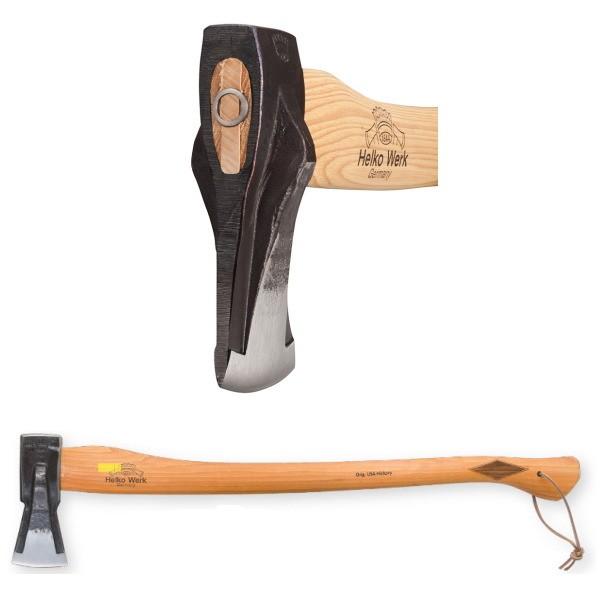 刃に厚みと重みがあり、長い柄から繰り出される破壊力のおかげで薪割りに好適な斧。刃は職人の手作業によって磨きがかかっている。製品サイズ：全長80cm　刃の重さ2kg