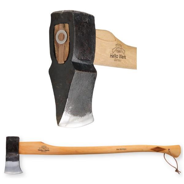 刃に厚みと重みがあり、長い柄から繰り出される破壊力のおかげで薪割りに好適な斧。刃は職人の手作業によって磨きがかかっている。製品サイズ：全長90cm　刃の重さ2.8kg