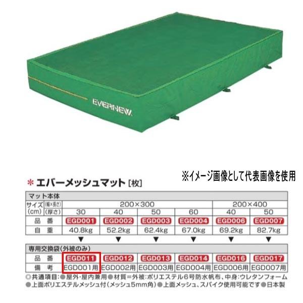 受注生産品上面メッシュでスパイク使用可能なエバーマット専用交換袋（外被のみ）サイズ：幅200cm×長さ300cm厚さ：30cm屋外・屋内兼用材質：外被：ポリエステル６号防水帆布上面ポリエステルメッシュ付（メッシュ5mm角）上面メッシュ、スパ...