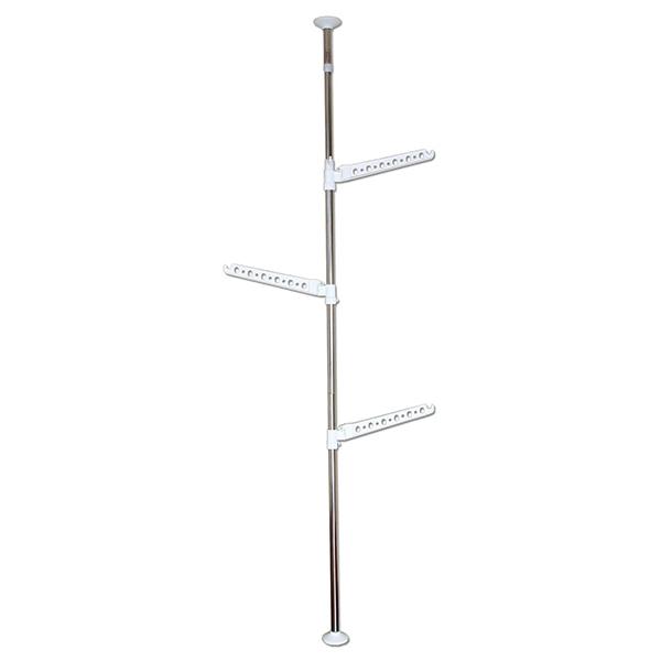 商品サイズ：幅 39cm×奥行 78cm×高さ 210-280cm本体重量：1.7kg参考耐荷重：5kg×3材質・パイプ：ステンレス管・ステンレス巻き鋼管・樹脂部品：ABS樹脂・PP樹脂・PE樹脂・合成ゴム・ナイロン樹脂・バネ：バネ鋼・メッ...