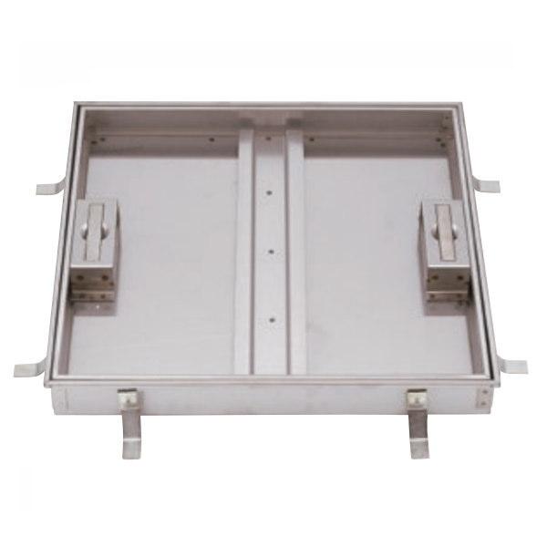 ステンレス製フロアーハッチ(歩道用)　モルタル用寸法：A600×1185mm B584mm C564×1149mm5.0KN/平米材質　外枠(1)、内枠(2)、底板(3)、補強材(4)、取手(5)：SUS304　パッキン(6)：NR　アンカ...