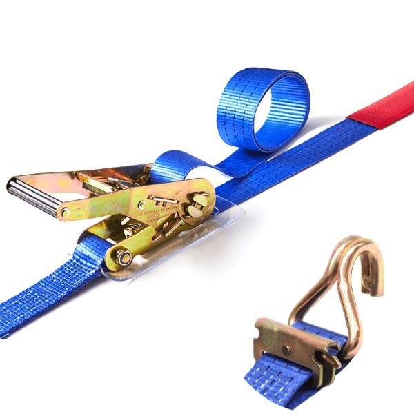 用途　トラック・陸海運業界・パレットなどの運搬、荷崩れ防止はもちろん、オートバイ・アウトドア・スポーツ用品の搬送にも最適。　近年発生の多い地震やゲリラ豪雨・台風などの安全対策グッズとしてもお勧めです。特長　ラチェット式の握り易いバックルと柔...