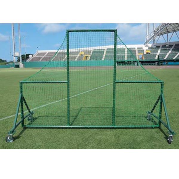 要組立2人1時間ネット太さ＝440T／90本対応：硬式向材質＝フレーム：スチール42.7mmφ、ネット：ポリエチレンサイズ＝幅3m×高2.05m×脚部1m全輪ブレーキ付プレートキャスター100mmφ日本製※ネット&amp;フレームセット