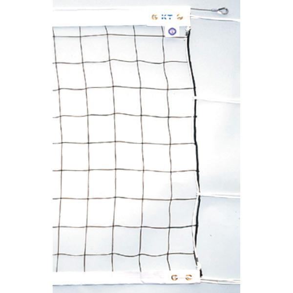 日本製公益財団法人日本バレーボール協会公認級別：検定AA級糸質：ポリエチレン440T／60本結節：無結節上部ロープ：4.5mmスチールワイヤーロープ上下テープ：上7cm、下5cmターポリン・サイズ／巾100cm×長さ950cm×網目10cm...