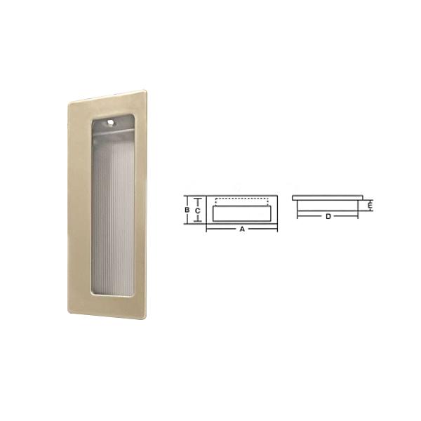 特長　掘込引手のビス止め仕様です。　引き戸や引き出しなどに。材質：スレンレス、アルミ仕上：ステン白底付属ビス：ビス（16mm）サイズ：A85×B39×C29.3×D66×E11.5