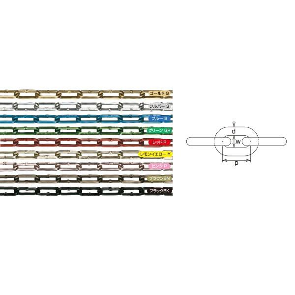 特性　・鉄、ステンレスの約１/３の軽さです。　・プラスチックチェーンに比べて約１０倍の強さを持っています。　・表面に耐食性のよい酸化アルミニウムの皮膜を生成します。　・磁気を帯びることなく、磁場に影響されません。　・鉄と比べても、約３倍の熱...