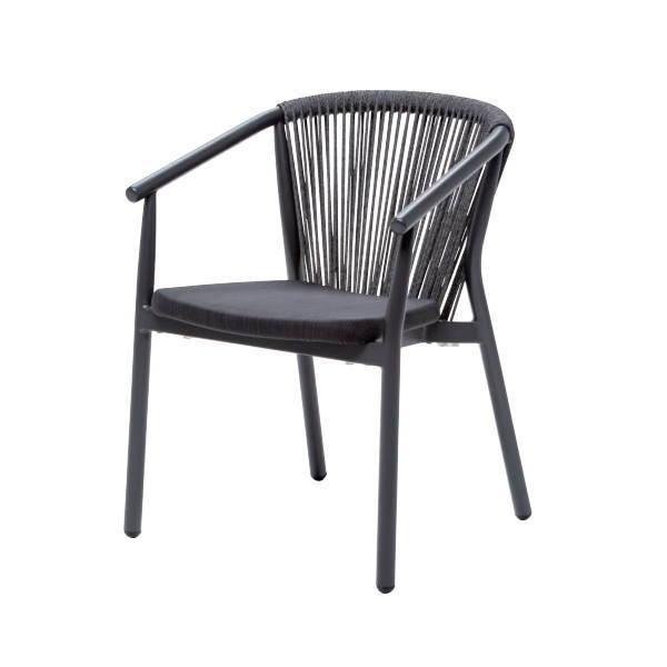 TAPASは、ヨーロッパの街中のレストラン、カフェなどでも多く利用されている屋外家具です。カジュアルな価格帯とスタッキングなど、機能性に優れています。W600×D600×SH460・H780mm　フレーム／アルミ背・座／ロープ（PVCコート...