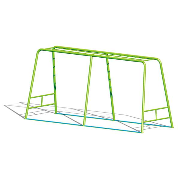 遊具の新提案！基礎施工不要の置いて使う遊具で、空いたスペースを有効活用！・高さ2.0m×幅1.4m×奥行4.4m・本体：鉄製メッキ処理後粉体焼付塗装・重量：90kg・対象年齢：6〜12歳・組み立て人数：2人　組立時間：2h※組立人数と同等人...