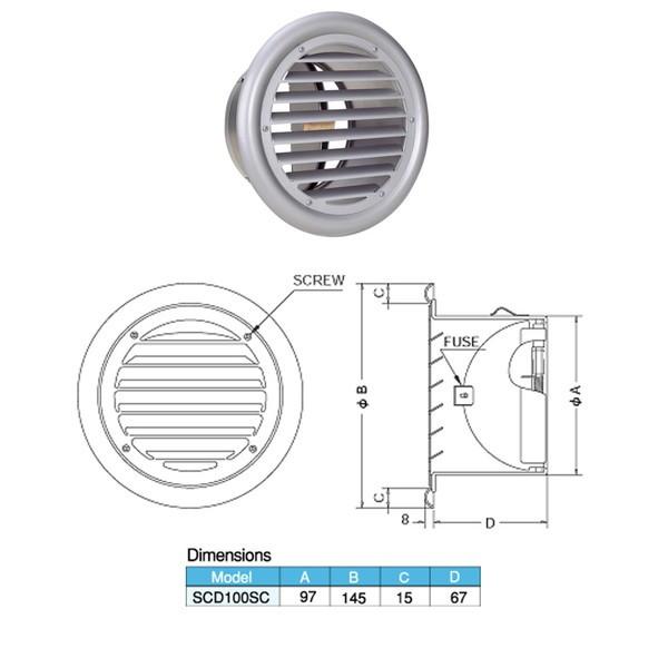 材質：フェイス：SUS304FD：SUS304 1.5t仕上：シルバー焼付塗装フェイス脱着式温度フューズ標準：72℃オプション：120℃・180℃