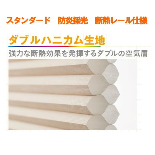 ダブルハニカム（蜂の巣）構造のスクリーンが二重の空気層を作り断熱効果を発揮します。採光タイプに防炎加工を施してあります。●スタンダードタイプ　ベーシックな上から下へのトップダウン開閉。・プルコード式開閉システムはスピーディでスムーズ。・操作...