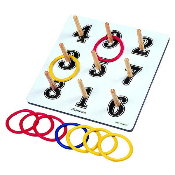 133gの輪を2ｍ手前から“考えて投げる”。体も頭も使う全身運動。縦、横、斜めの数字の和はいずれも15点ですが、いずれか1列に輪が入った場合は「一期の原則」により15点×2の30点を獲得できます。単独投輪式と交互投輪式があり、全国大会では1...