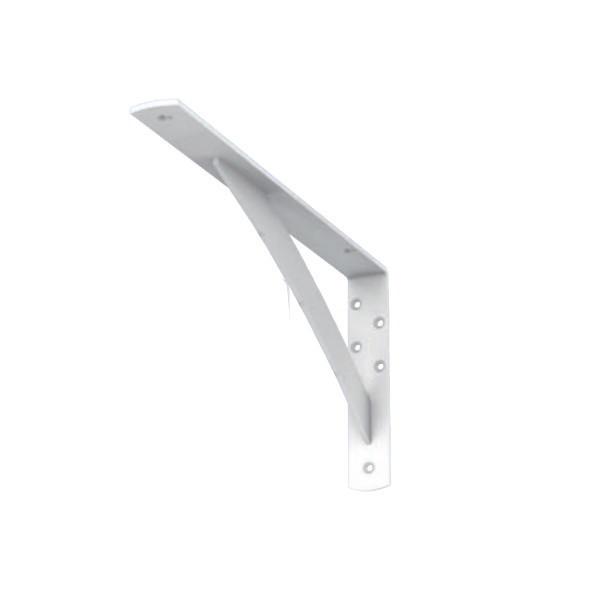 用途　キッチンカウンター、洗面カウンター、棚受、陳列棚など特長　ワイド38巾と50巾の大きいサイズを揃えました。　全種類補強付で強度がUP。　丸みをつけ、デザイン性もUP。材料：鉄　ホワイト粉体塗装仕上げ壁側：鉄皿タッピン5×45(頭部ホワ...