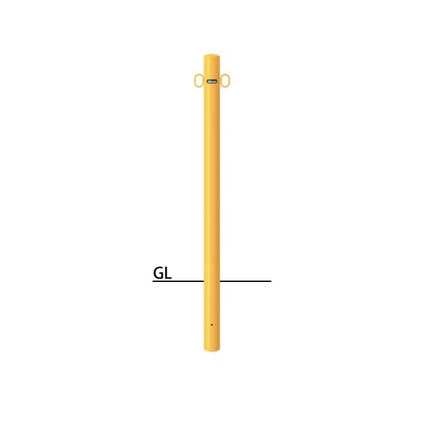 品名:ピラー施工タイプ:固定式材質:スチール仕様:両フックサイズ:φ60.5(t2.3) H850重量:約3.6kg仕上げ/カラー:焼付塗装　(Y):黄　(W):白　(C):茶備考: