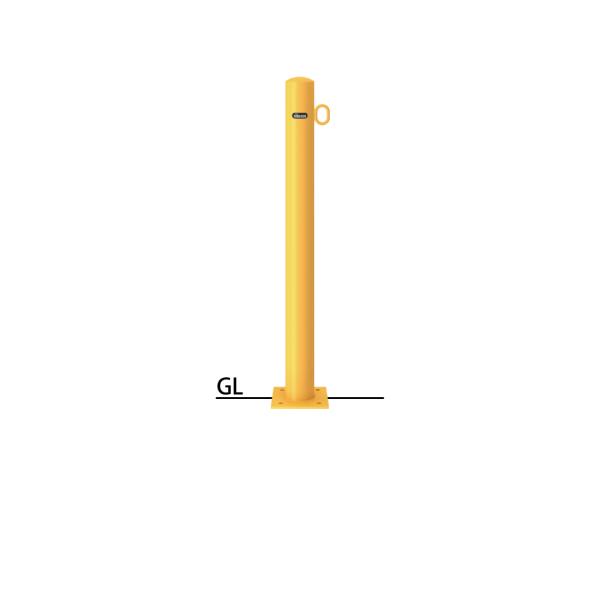 品名:ピラー施工タイプ:ベース式材質:スチール仕様:片フックサイズ:φ76.3(t2.8) H850重量:約5.3kg仕上げ/カラー:焼付塗装　(Y):黄　(W):白　(C):茶備考:アンカーボルトは別途です。