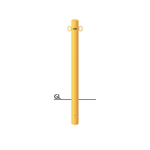 品名:ピラー施工タイプ:固定式材質:スチール仕様:両フックサイズ:φ76.3(t2.8) H850重量:約5.6kg仕上げ/カラー:焼付塗装　(Y):黄　(W):白　(C):茶備考: