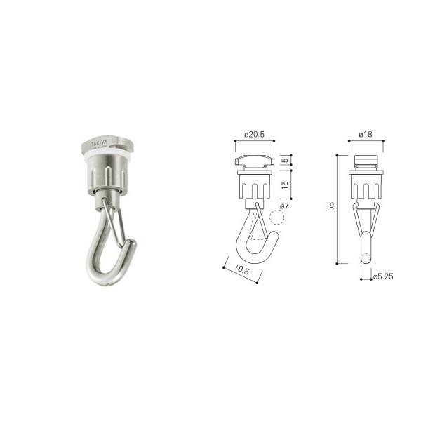 多用途に使用できるプッシュ締込み式のセフティーストッパー付フリーフックです。材質：エコブラス・ステンレス仕上：無電解ニッケルメッキ・ショットブラスト