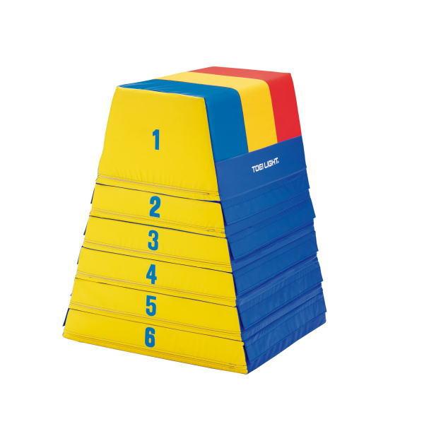 奥行きが小さい(60cm)のにしっかり安定。跳びやすく「やってみたい！」をさらに引き出す跳び箱です。各段マジックテープ止め各段裏面すべり止め付サイズ：下幅65(上幅30)ｘ奥行60ｘ高さ80cm重さ：20.3kg素材：外被=ターポリン、頭部...