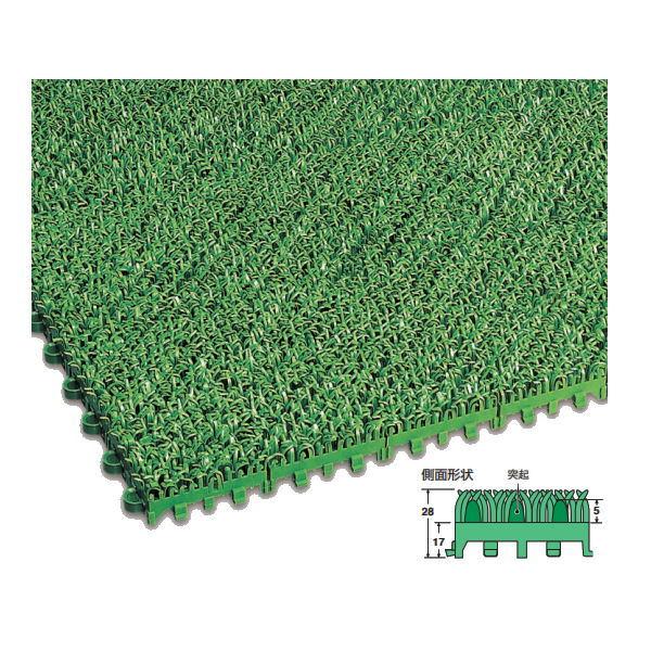 特長　芝のヘタリを防ぐイボ付きで、耐久性の高い業務用人工芝。　出入り口や人通りの多い所などに。　静電気防止加工　耐候剤入材質：特殊配合EVA樹脂（エチレン・酢酸ビニール共重合体）重量：約555g厚さ：28mm防炎EO050240※画像はイメ...