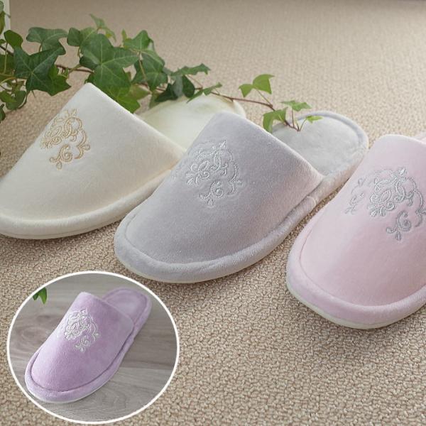 商品名 ブリンク　スリッパ生産国 日本製機能 手触りの良い上質コットン100％で安心の日本製。大きなオーナメントの刺繍が華やかでエレガントなスリッパ商品説明 洗濯ネットに入れて洗濯機で洗えます。乾燥機はご使用にならないでください(熱により変...