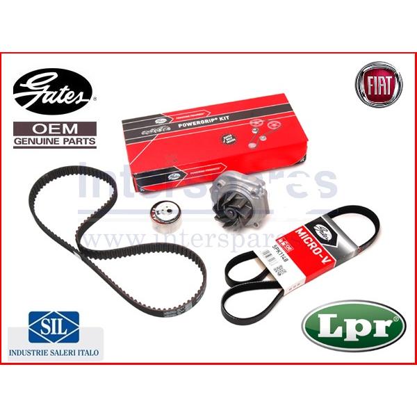 フィアット 500 1.2 (型式31212) 用の純正OEM タイミングベルトキットに 最新素材強化ガラス繊維入り PPSペラ製（又は 旧式 鋳鉄製対策ペラ） ウォーターポンプとファンベルト（ドライブベルト）を付属させたセット商品です。