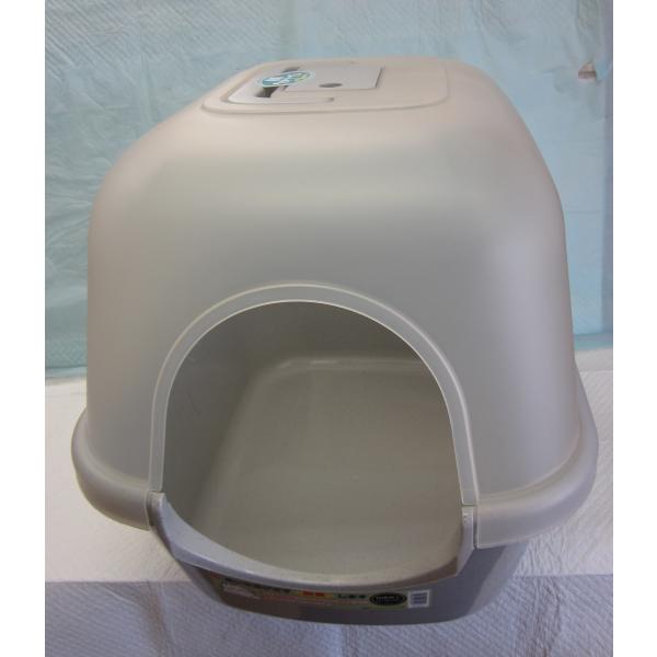 アイリスオーヤマ “脱臭ペットトイレ E-510N”　グレーみかげ・シンプルなフード付き猫トイレです。・プラスチック製なので、水洗いできてお手入れ簡単です！サイズ（約）：幅40×奥行52×高さ43cm・スコップ付きサイズ(mm)： 幅40×...